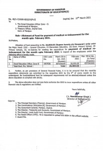 Allotment of Fund for payment of medical re-imbusement for the month ...